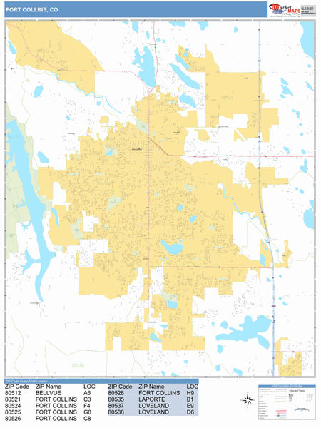 Fort Collins Colorado Zip Code Map