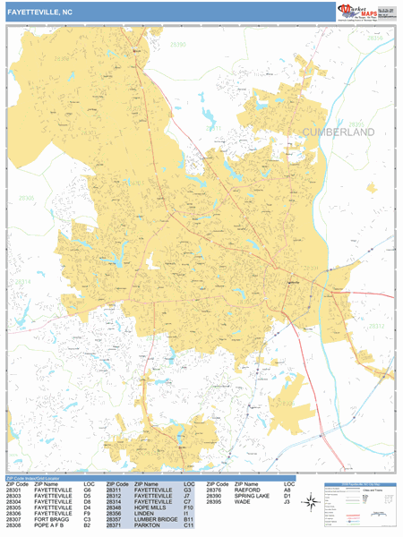 Fayetteville Zip Code Map