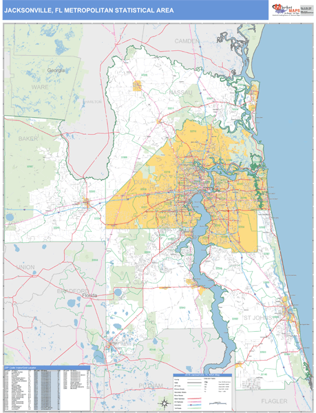 Jacksonville Area Codes Map Amazon.com: MarketMAPS Jacksonville, FL