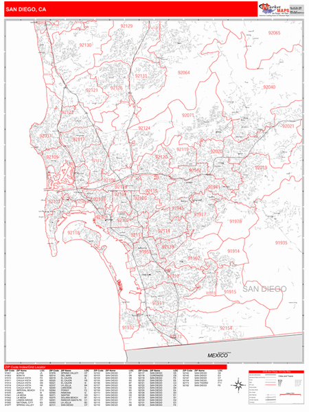 County Of San Diego Zip Code Map With Freeways La Mesa Map, San Diego